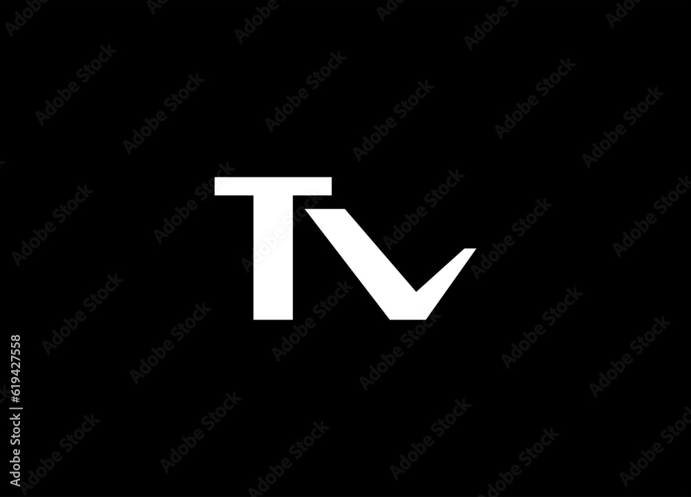 Simple TV letter logo icon design.TV letter logo design.Initial ...