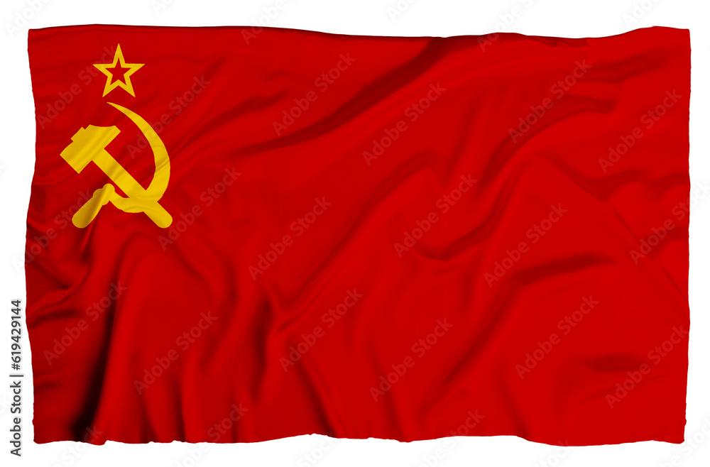 The flag of the Soviet Union (USSR) flag waving. USSR flag suitable for ...