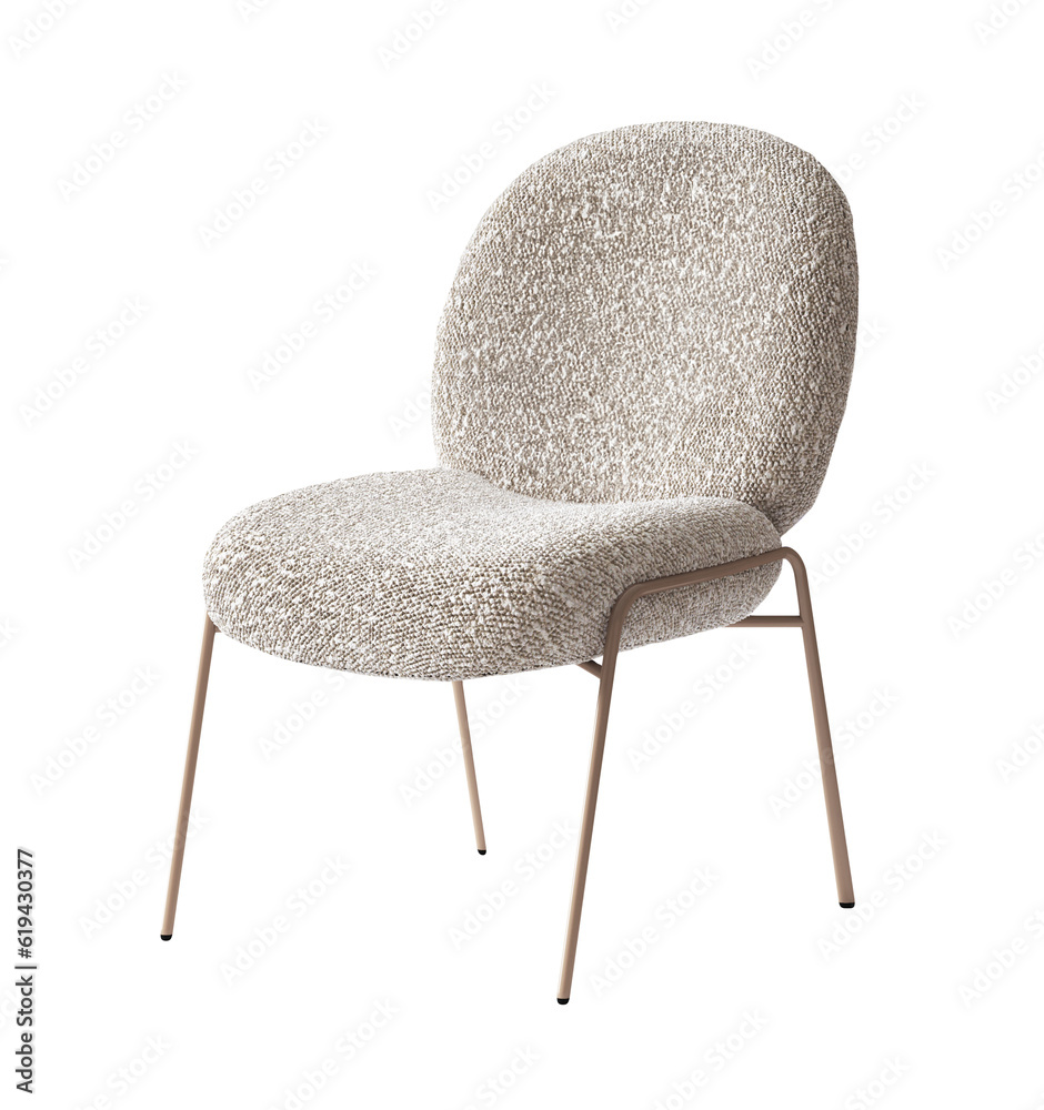 Isolated beige chair with brass legs, on transparent background, cutout ...