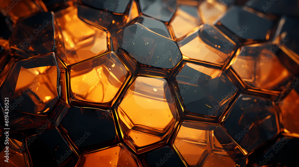 Abstract background with amber color and geometry in form of beehive ...