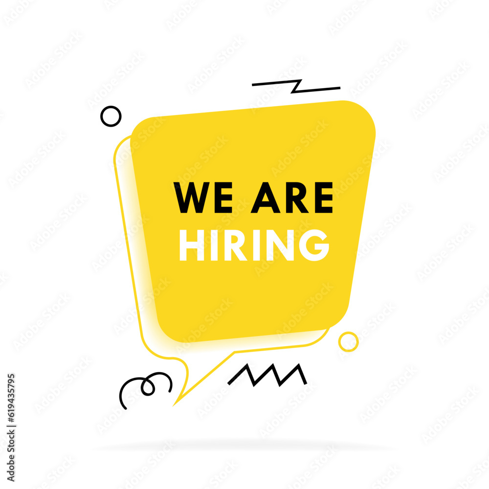 Colorful advertising banner with the slogan We are hiring. Invitation ...