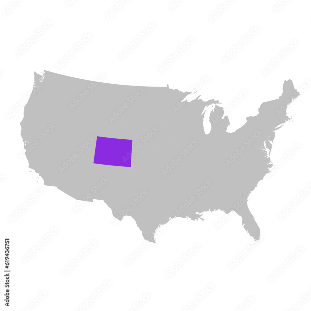 Vector map of the state of Colorado highlighted highlighted in purple ...