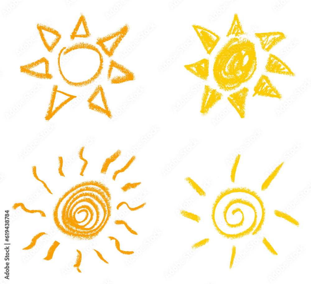 Sun Crayon Drawing Stock Illustration | Adobe Stock