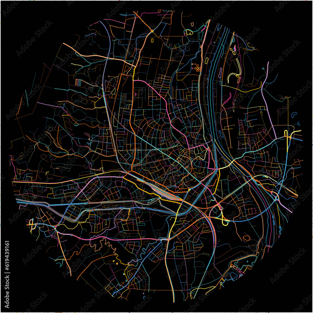 Colorful Map of Rosenheim, Bavaria with all major and minor roads ...