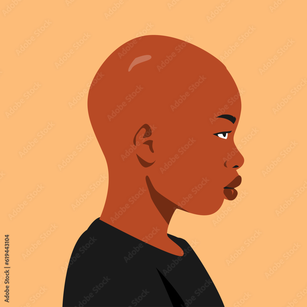 portrait of bald african boy side view. suitable for avatars, social ...