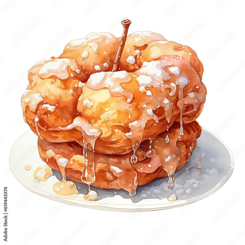 Ilustrace „Vintage Apple Dessert Watercolor Clipart, Apple Fritter ...