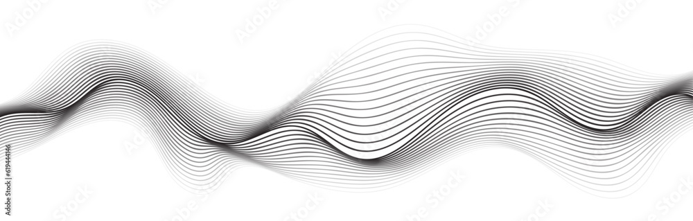 Dynamic flowing wave lines design. technology and sound wave pattern ...