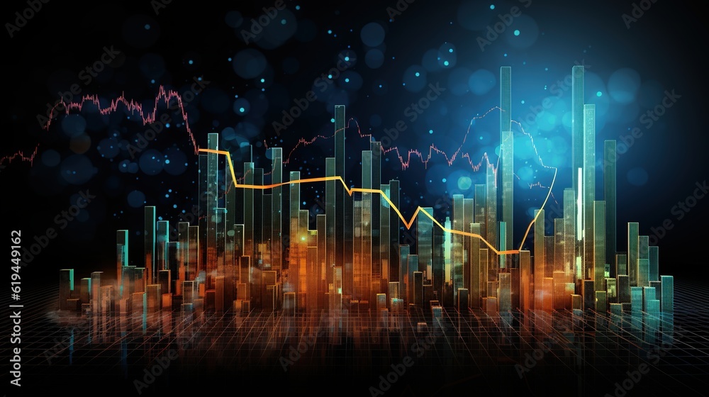 a graph chart of stock market investment trading. Positive point ...