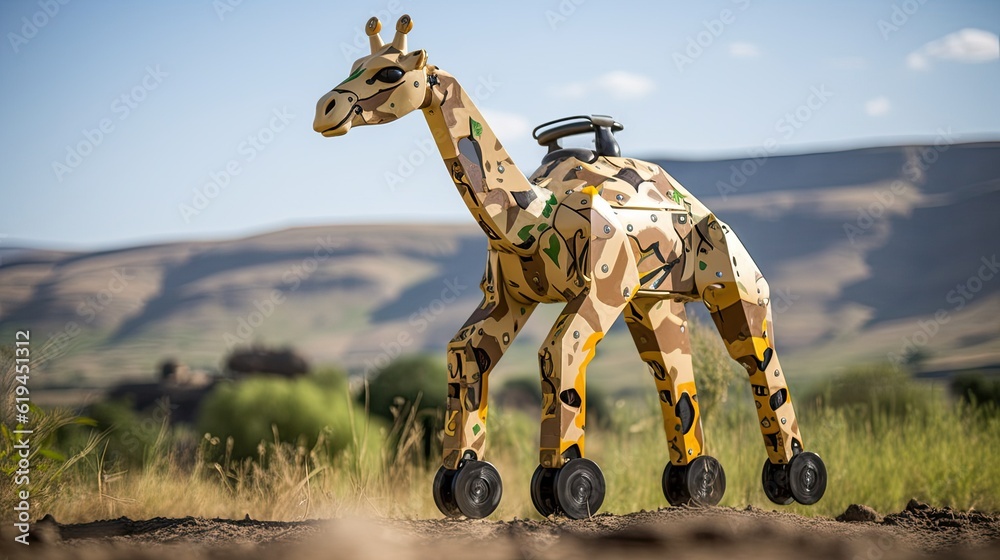 Futuristic giraffe robot. Robotic mechanical cyborg animal. AI ...