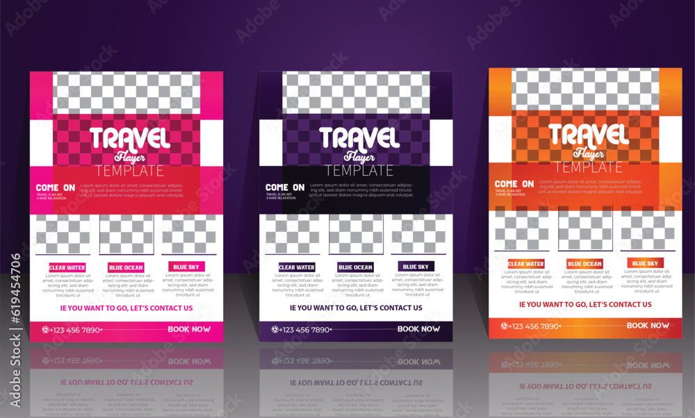 Travel Flyer poster pamphlet brochure cover design layout background ...