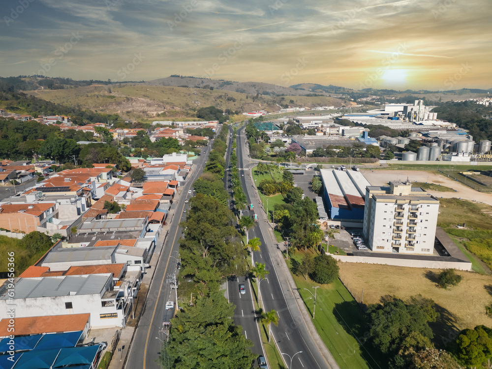 Aerial view of the city Amparo located in the interior of São Paulo ...