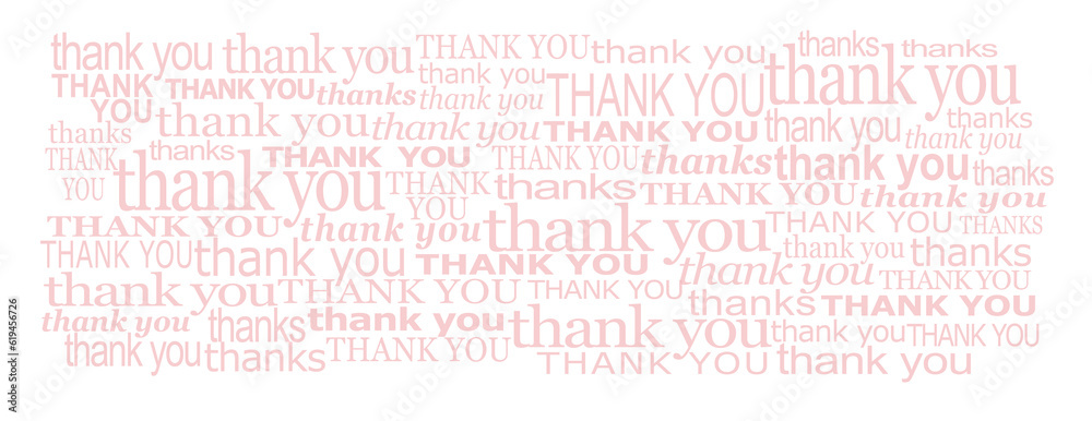 Random different sized thank yous to show gratitude in a pale ...