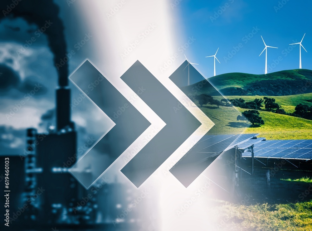 energy transition from fossil fuel to green energy Stock Photo | Adobe ...