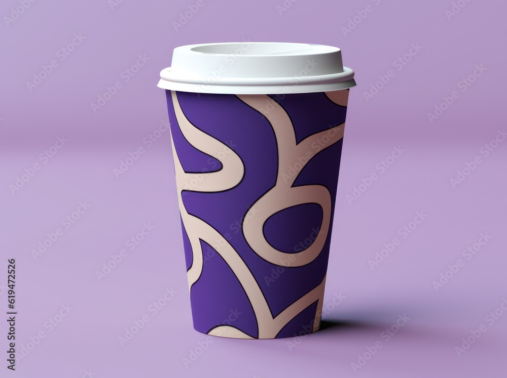 abstract coffee cup design on neutral pastel background, modern coffee ...