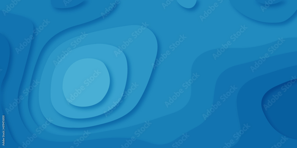 Blue abstract topo liquid splash Papercut geometric topography poster ...