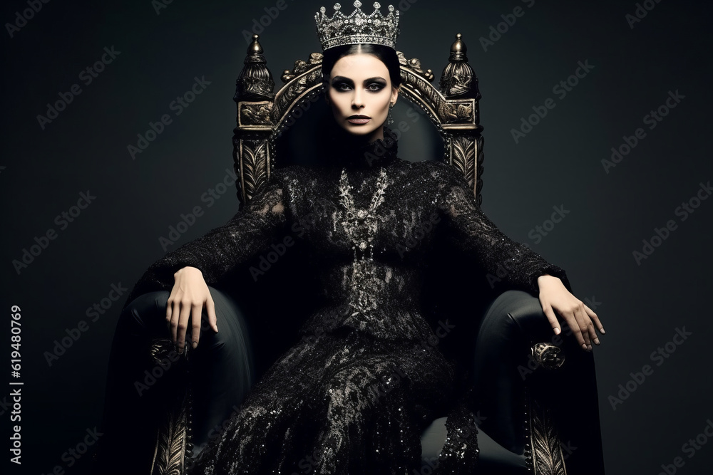 Gothic queen woman on a throne Stock Illustration | Adobe Stock