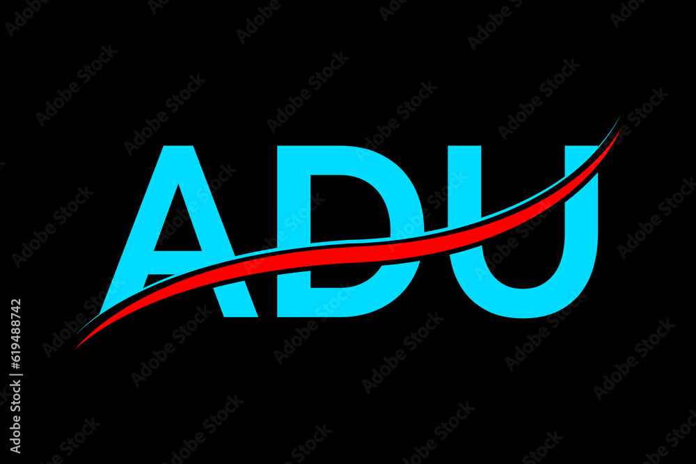 ADU logo. ADU latter logo with double line. ADU latter. ADU logo for ...