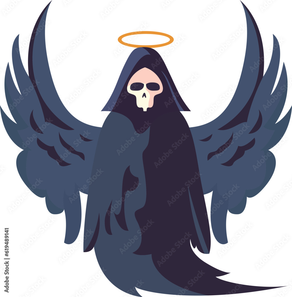 Angel of death flat style vector illustration, Azrael Judeo Christian ...