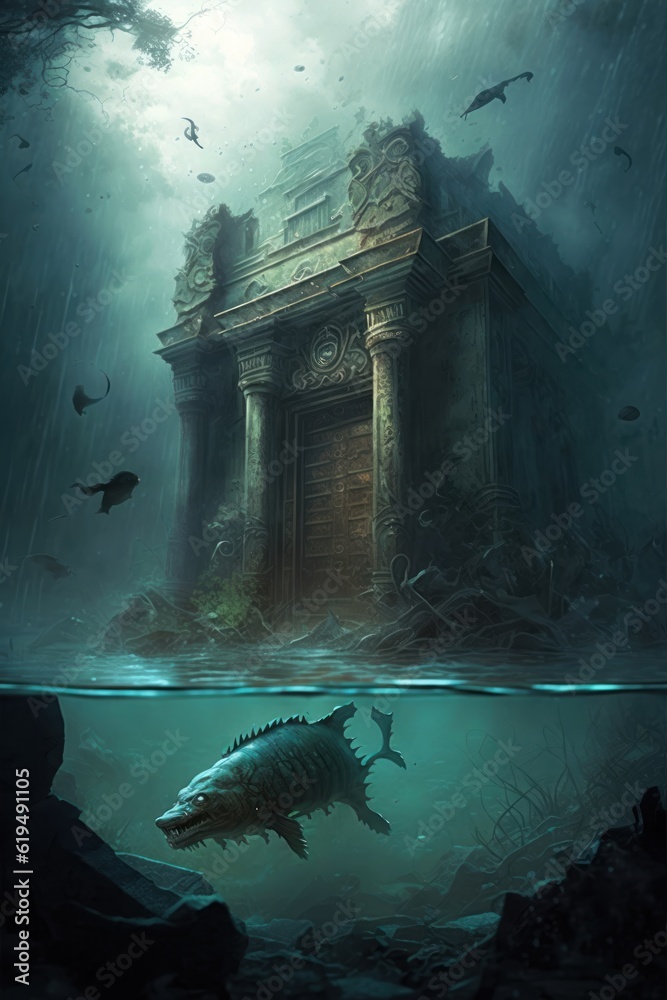 That Temple In The Lagoon. An eerie ruin surrounded by unknow flying ...