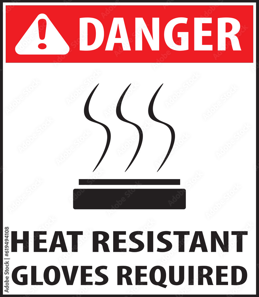Heat resistant gloves required warning sign vector Stock Vector | Adobe ...