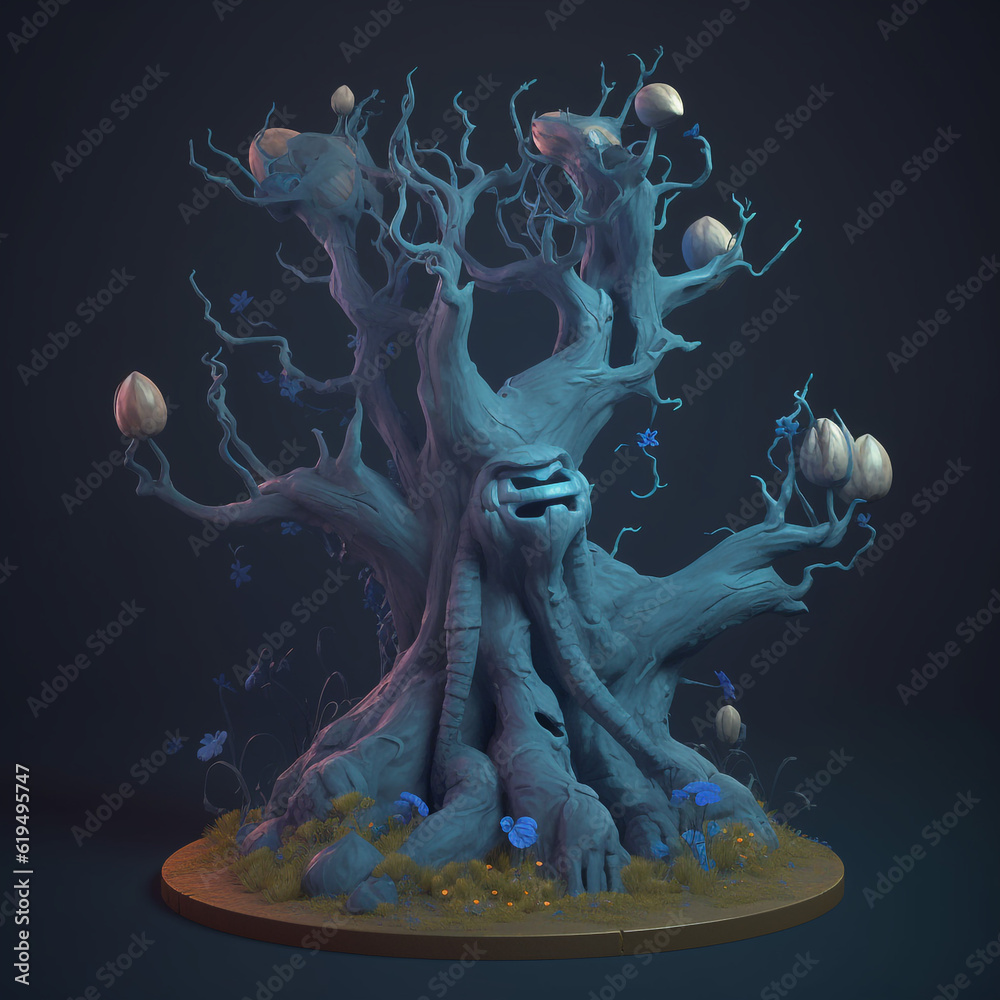 3d model of an alien tree with weird branches low-poly Generative Ai ...