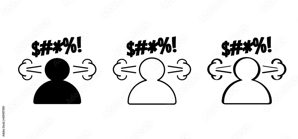 Profile with very angry person. Cartoon aggressive pose, anger, rage or ...