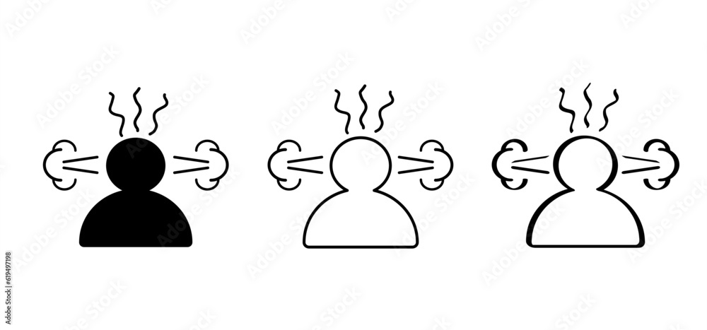 Profile with very angry person. Cartoon aggressive pose, anger, rage or ...