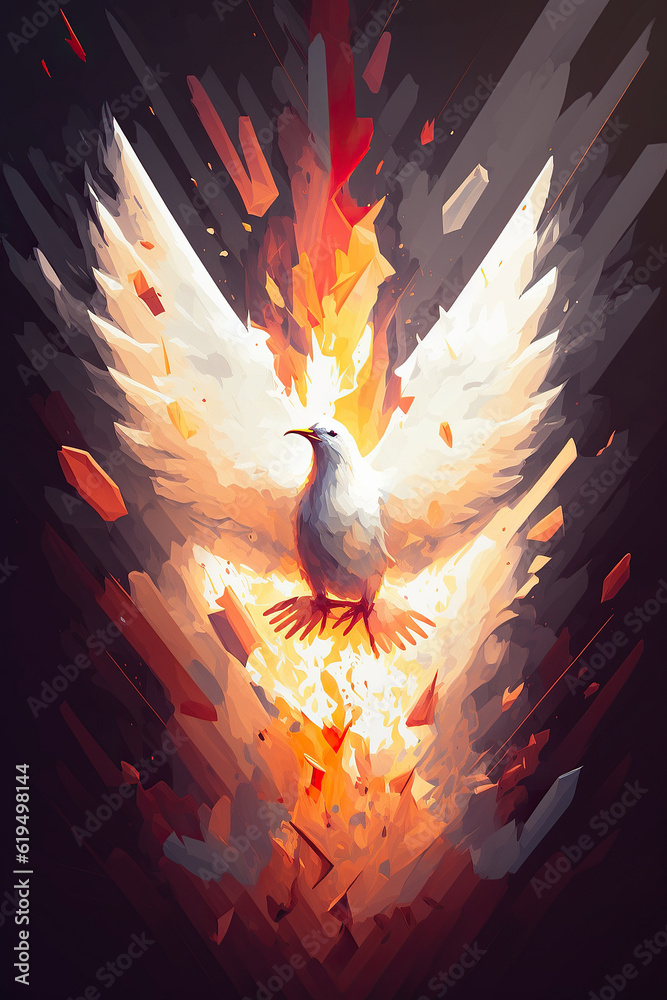 Holy Spirit Symbol with Dove in a Striking Flat Colors Vector Art ...