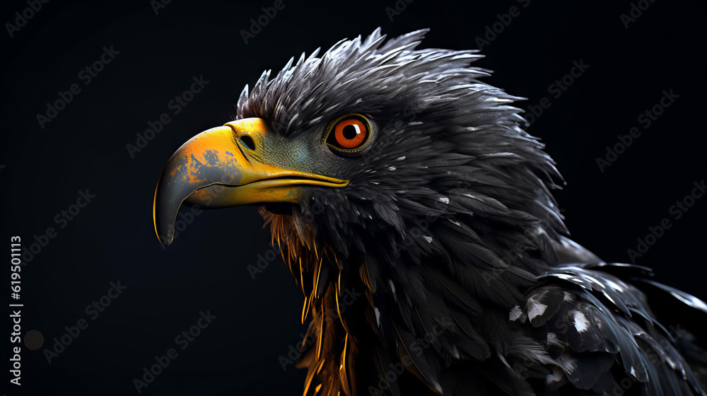 red tailed eagle, bird black hawk portrait, generative ai Stock ...