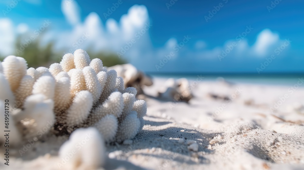 White coral on the beach real tropical vibe background water and the ...