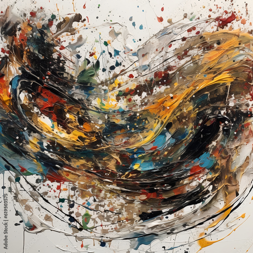 Abstract art background with dynamic wide dabs of multi-colored oil ...