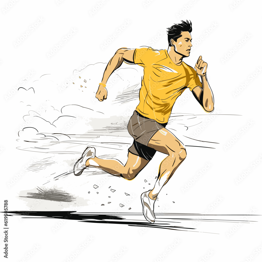 Runner hand-drawn illustration. Runner. Vector doodle style cartoon ...