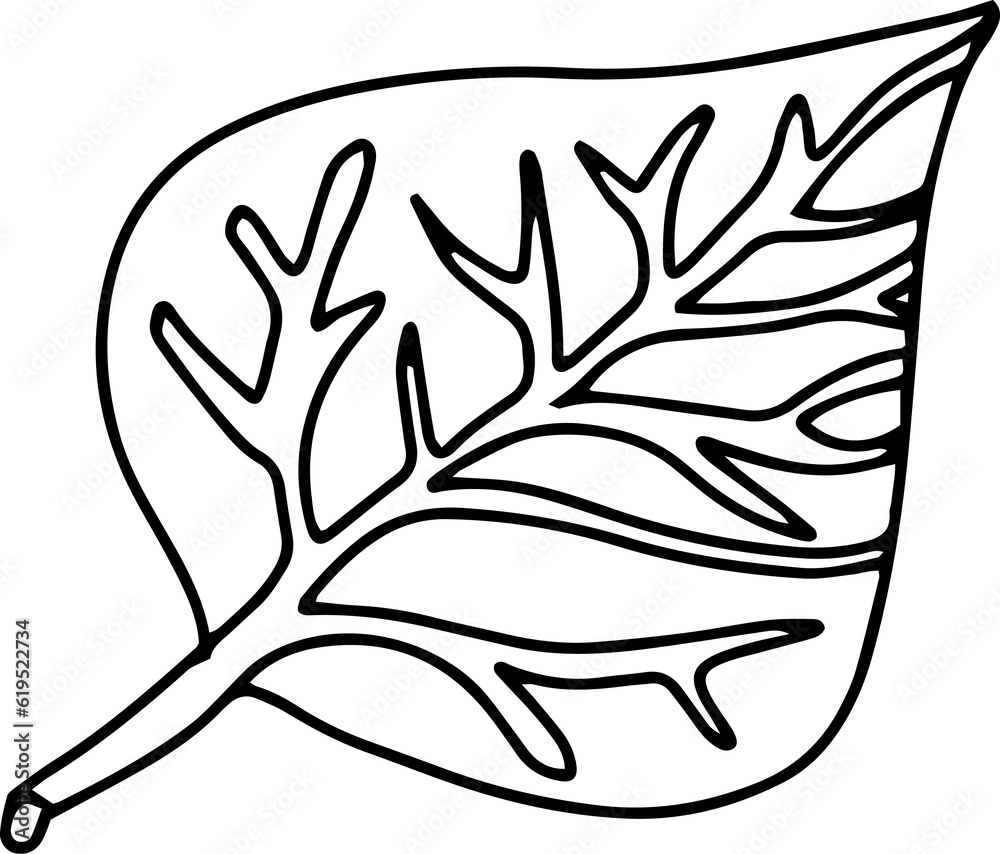 Fall autumn leaves line art. Simple botanical forest coloring page ...