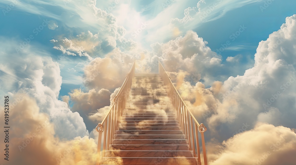 Abstract representation of a stairway to heaven path, adorned with ...