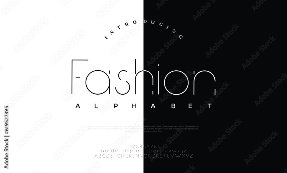 Abstract thin line font alphabet. Minimal modern fonts and numbers ...