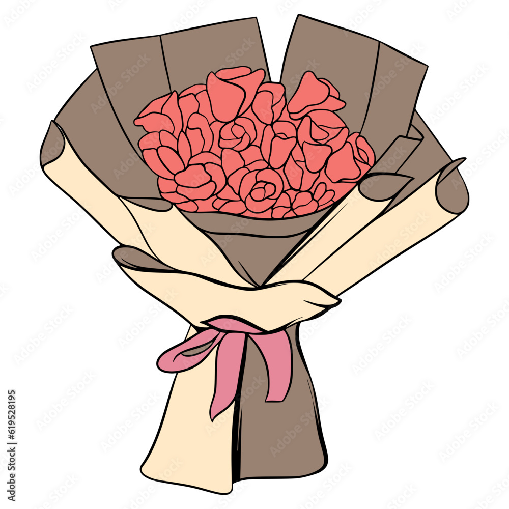 Flower bouquet illustration cartoon vector art cute Stock Vector ...