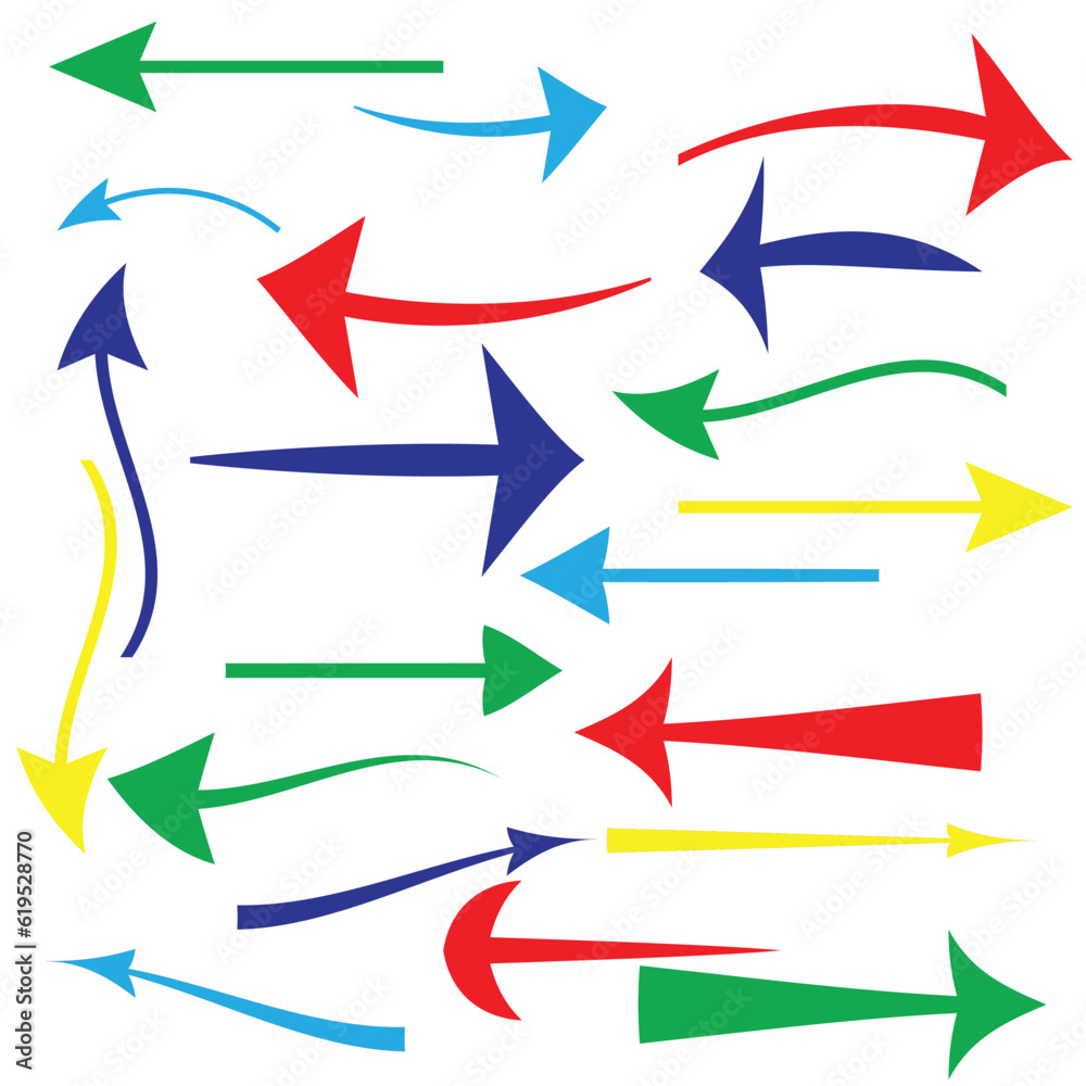 Arrow icon. Direction icon. Hand drawn arrow set. Set of hand drawn ...