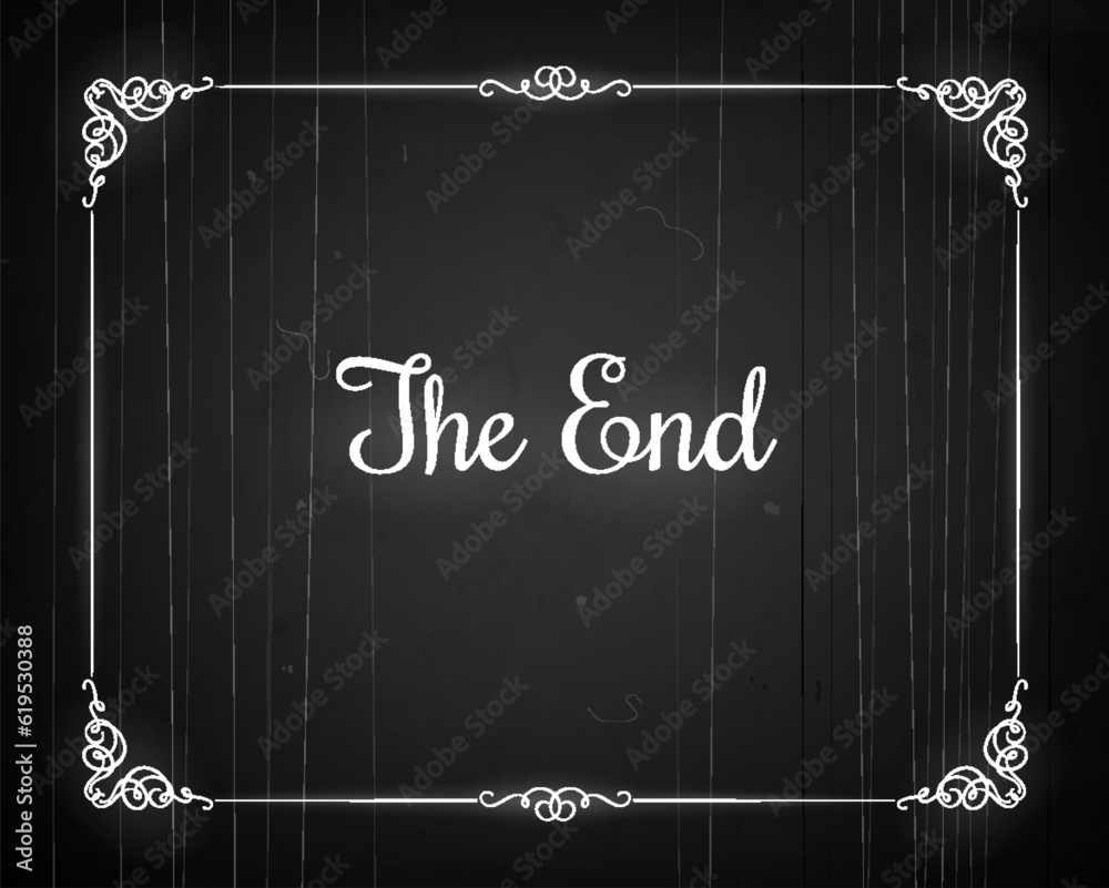 Silent movie cinema film end screen with vintage border. Cinema classic ...