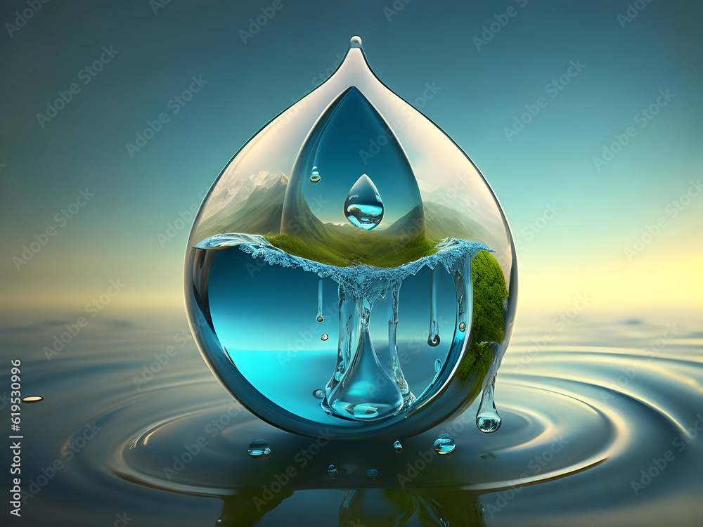 Dive into a captivating blend of water and environmental objects ...