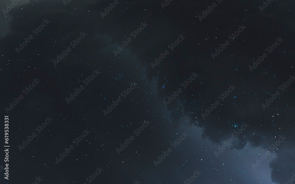 3D illustration of starfield and dust clouds in deep space. 5K ...
