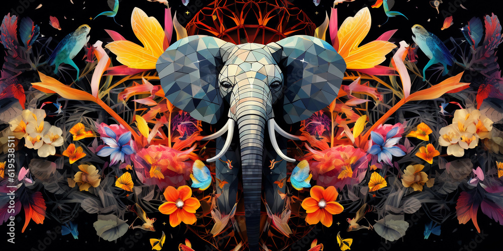 Biodiversity depicted through abstract, digital kaleidoscope of various ...