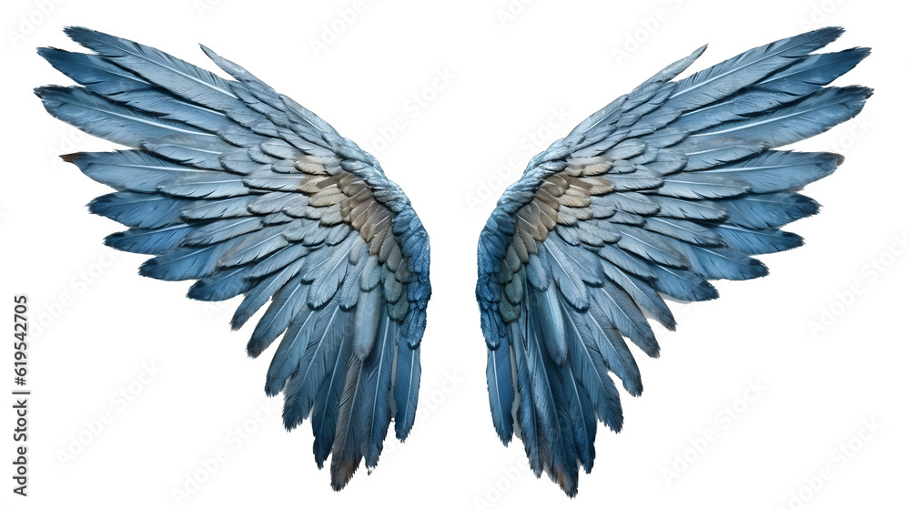 blue angel wings ornament isolated on transparent background ...