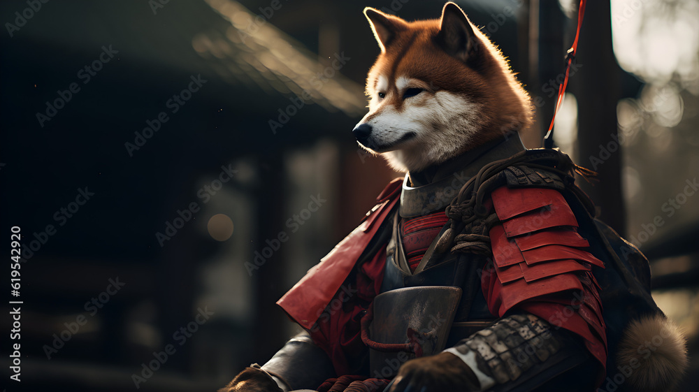 Shiba Inu Samurai, SHIB Dogecoin DOGE, AI generated Stock Illustration ...