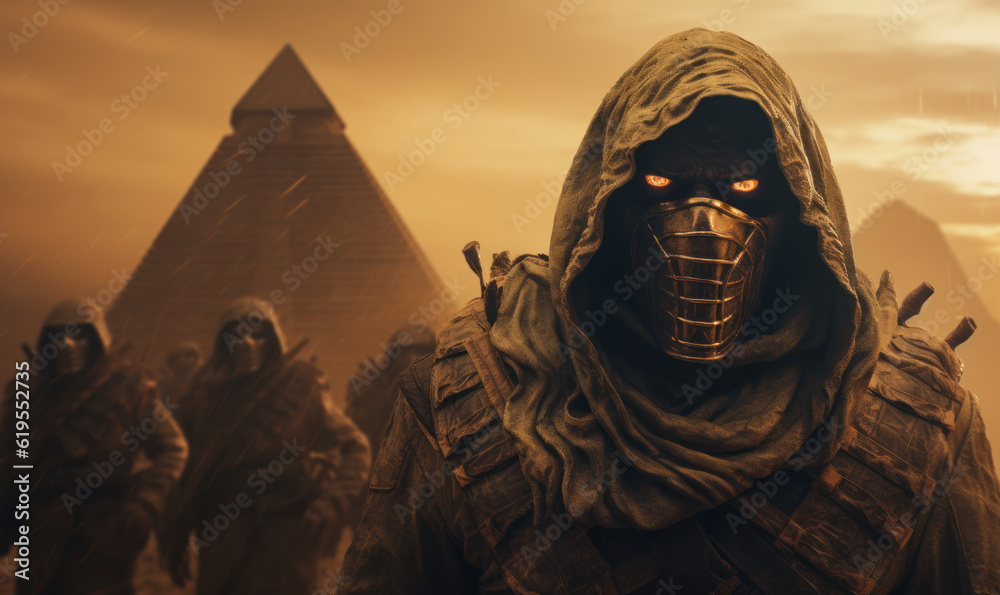 Scary evil mummies getting out of an ancient Egyptian pyramid ...