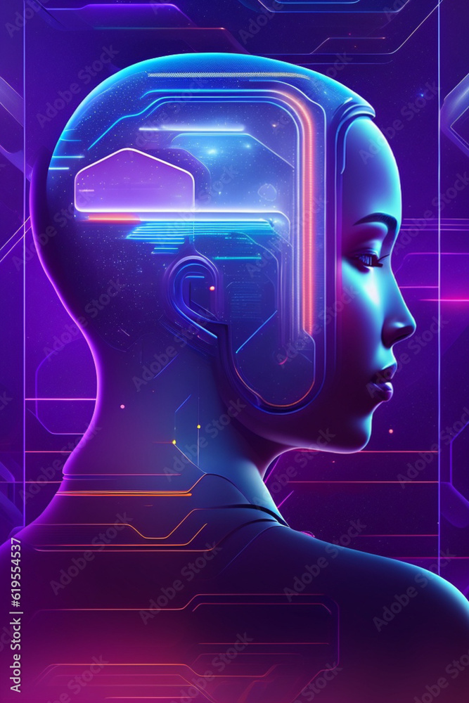 Seamless human-tech fusion in visionary AI art. Boundaries blur ...