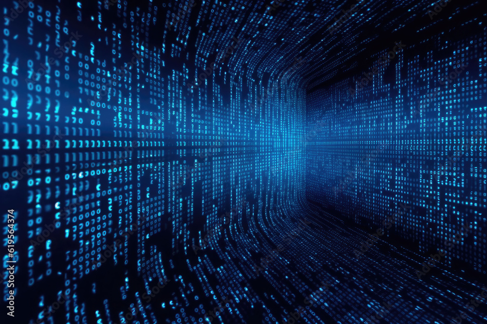 Digital Binary Data Streaming Binary Code Background Matrix Background With Digits Generative
