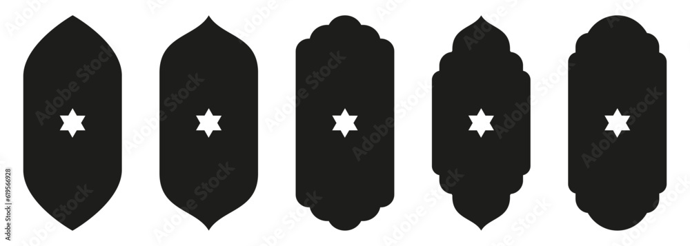 Shape Islamic door and window silhouette Arabic arch with symbols ...