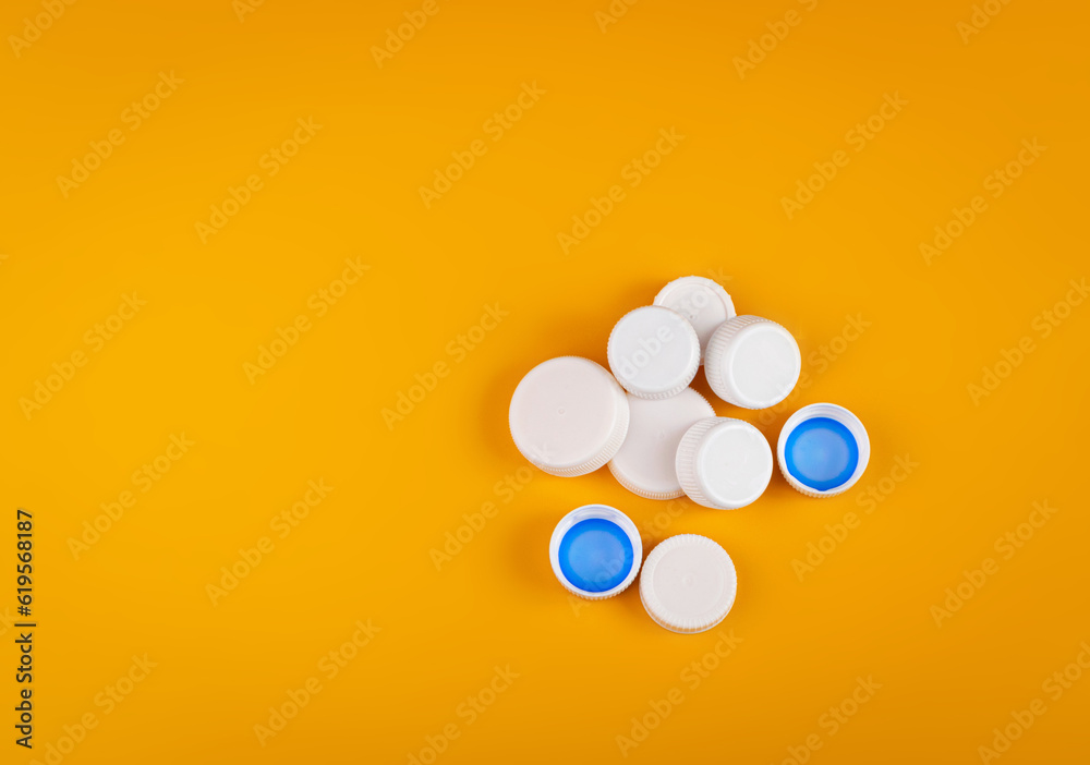 Plastic Bottle Caps Pile. Recycling HDPE Material Group, Circle ...