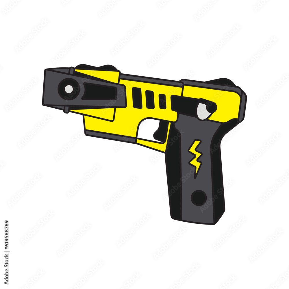 Poster kids drawing Vector illustration stun gun pistols electric flat ...