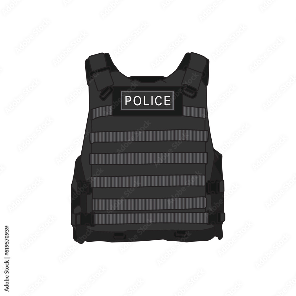 kids drawing Vector illustration police bulletproof vest flat cartoon ...